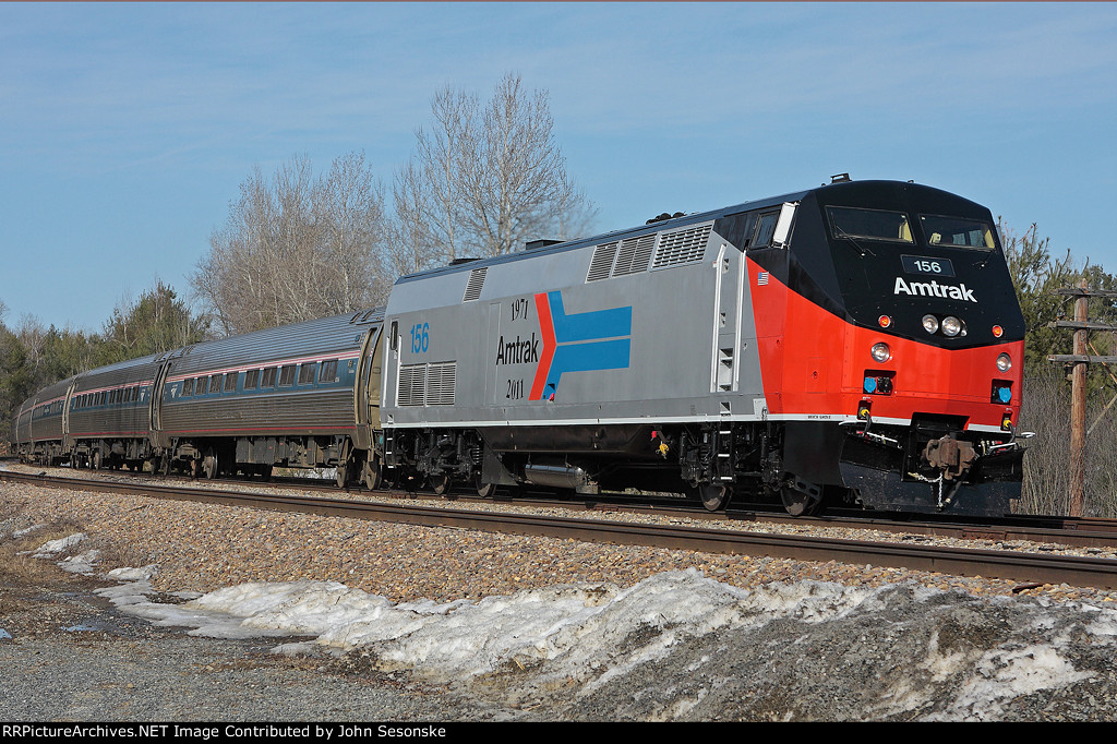 Amtrak 156, Phase I Heritage, On SB Adirondack, AMTK 68